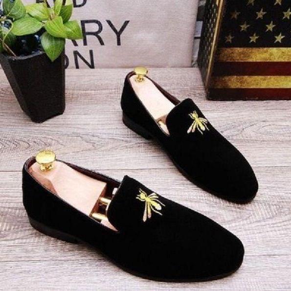 Handmade Black Velvet Shoes,handmade Men Embroidered Velvet Casual ...